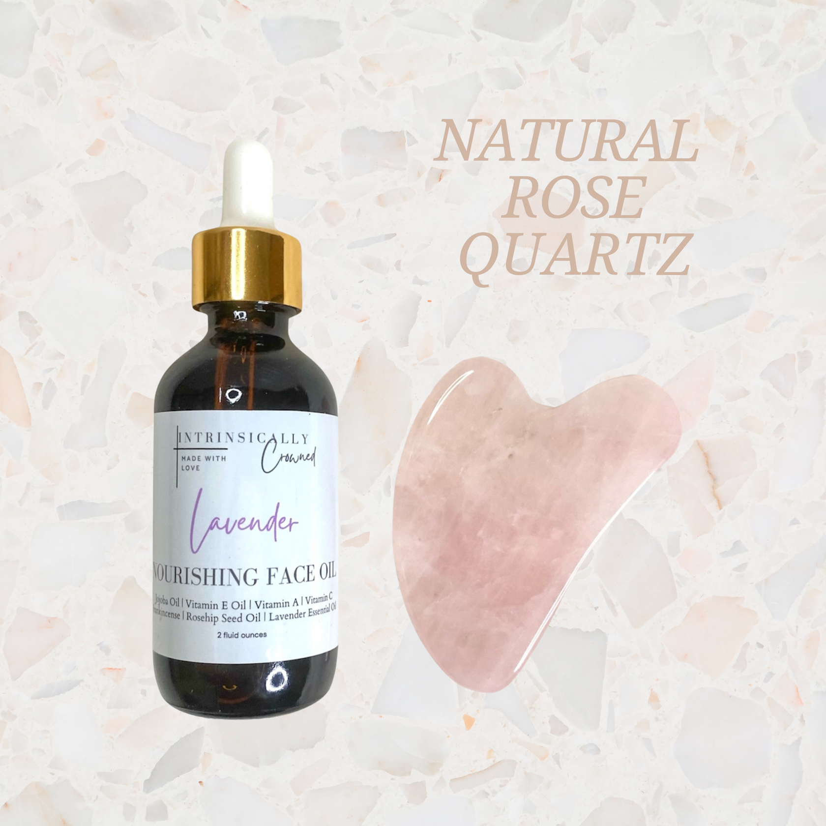 Rose Quartz Gua Sha Tool Gift Set - Intrinsically Crowned